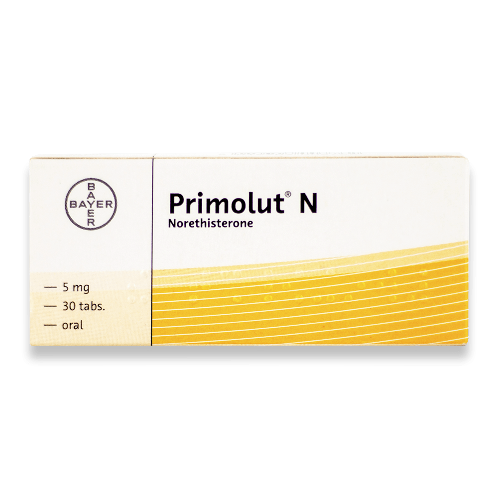 Köp Primolut-Nor tabletter online för att skjuta upp mensen